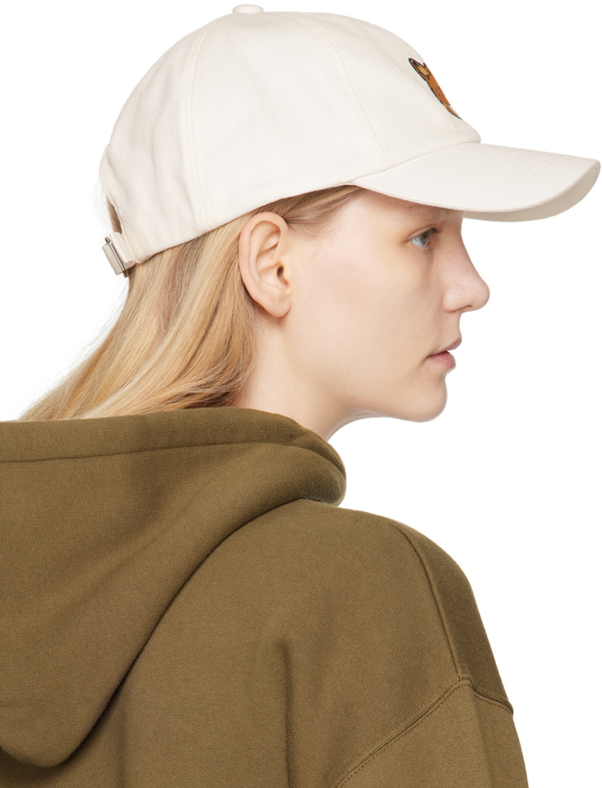 Maison Kitsuné White Bold Fox Head Patch Cap Maison Kitsune