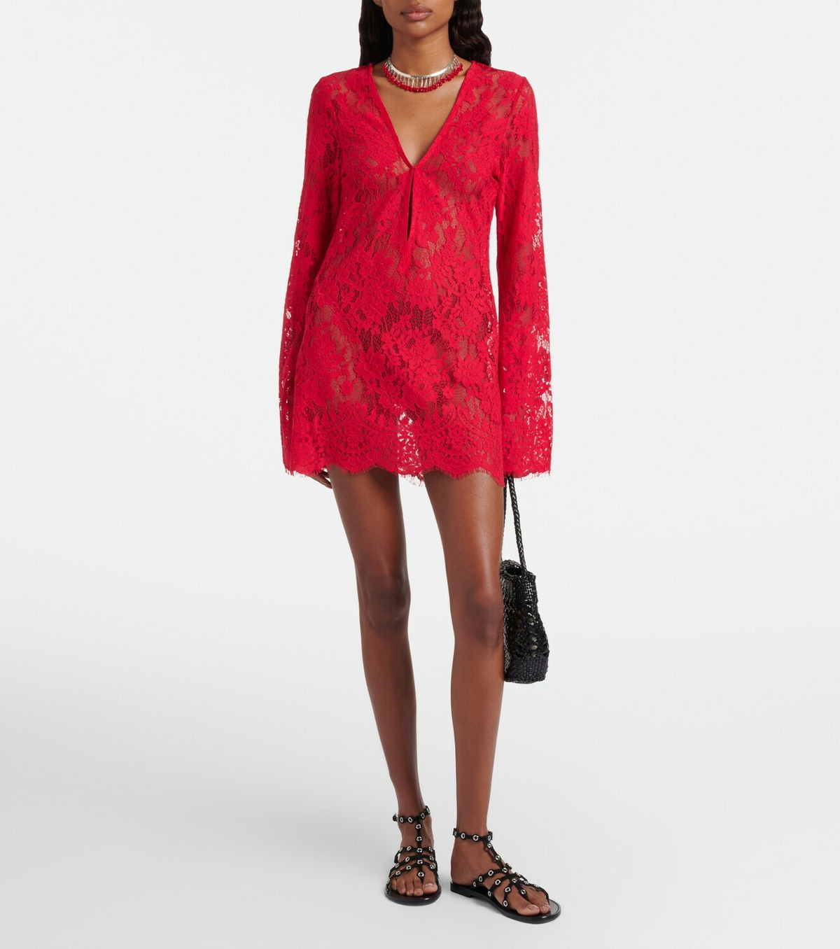 Bananhot Millie cotton and brocade lace minidress Bananhot