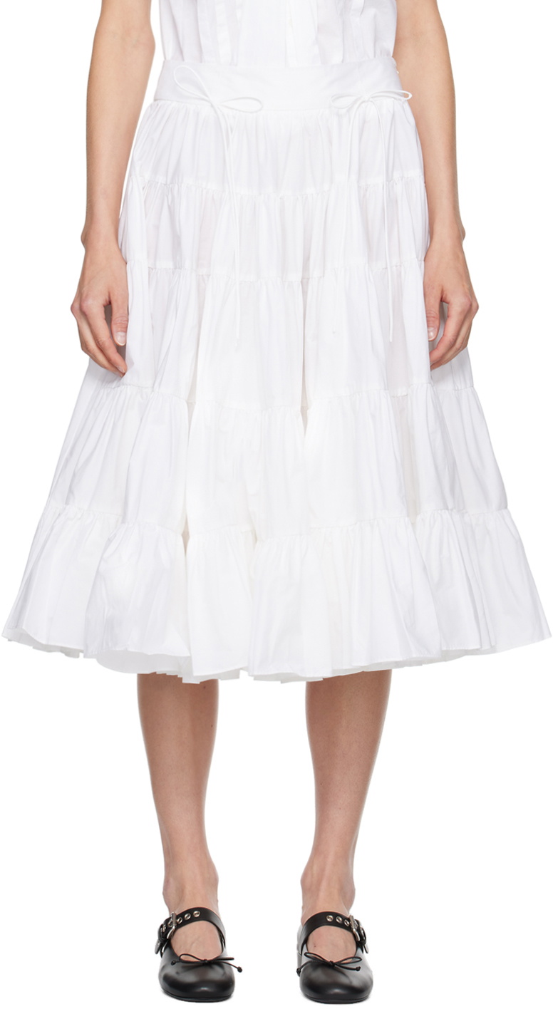 Sandy Liang White Hetti Midi Skirt Sandy Liang