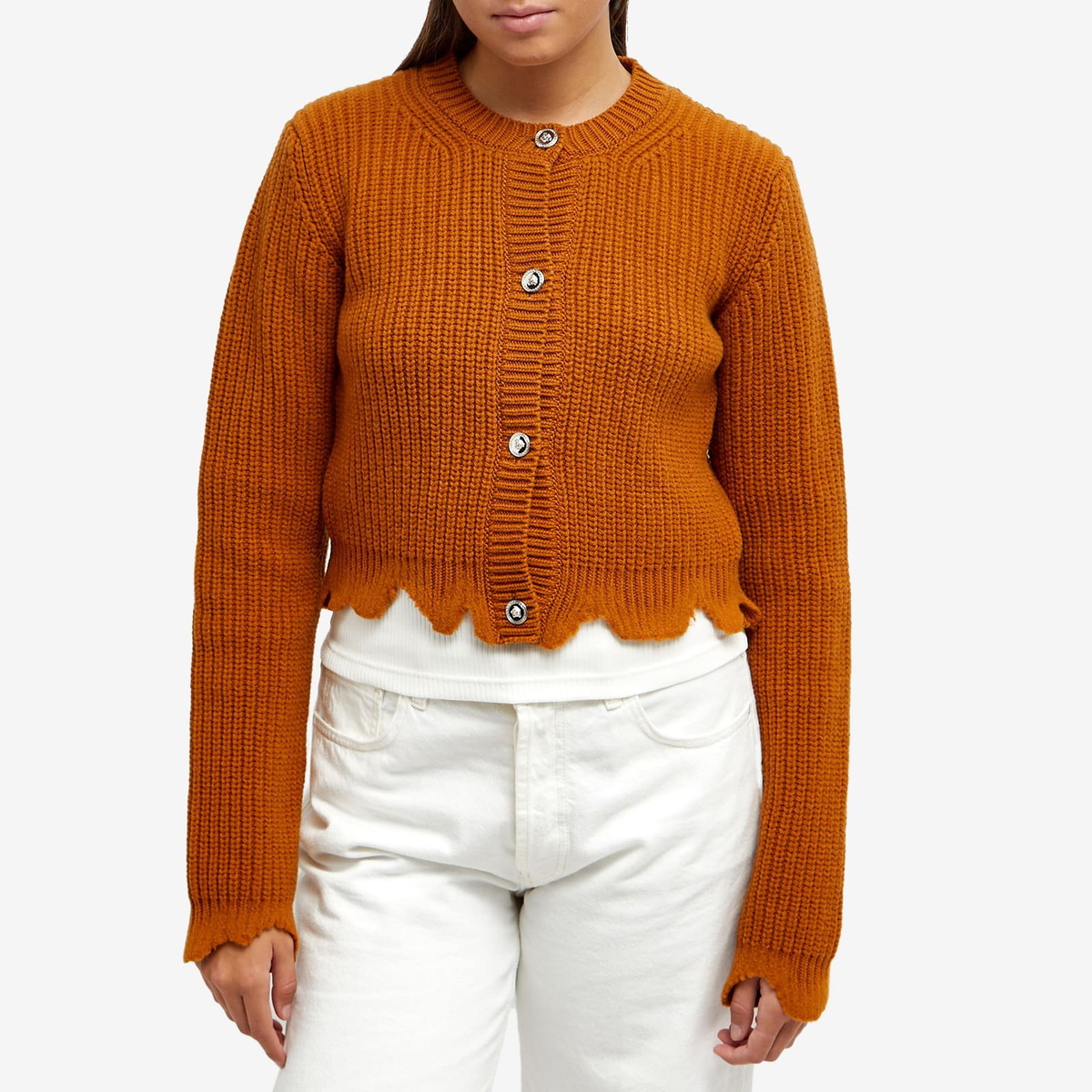 Versace Women's Mini Knitted Cardigan in Caramel Versace