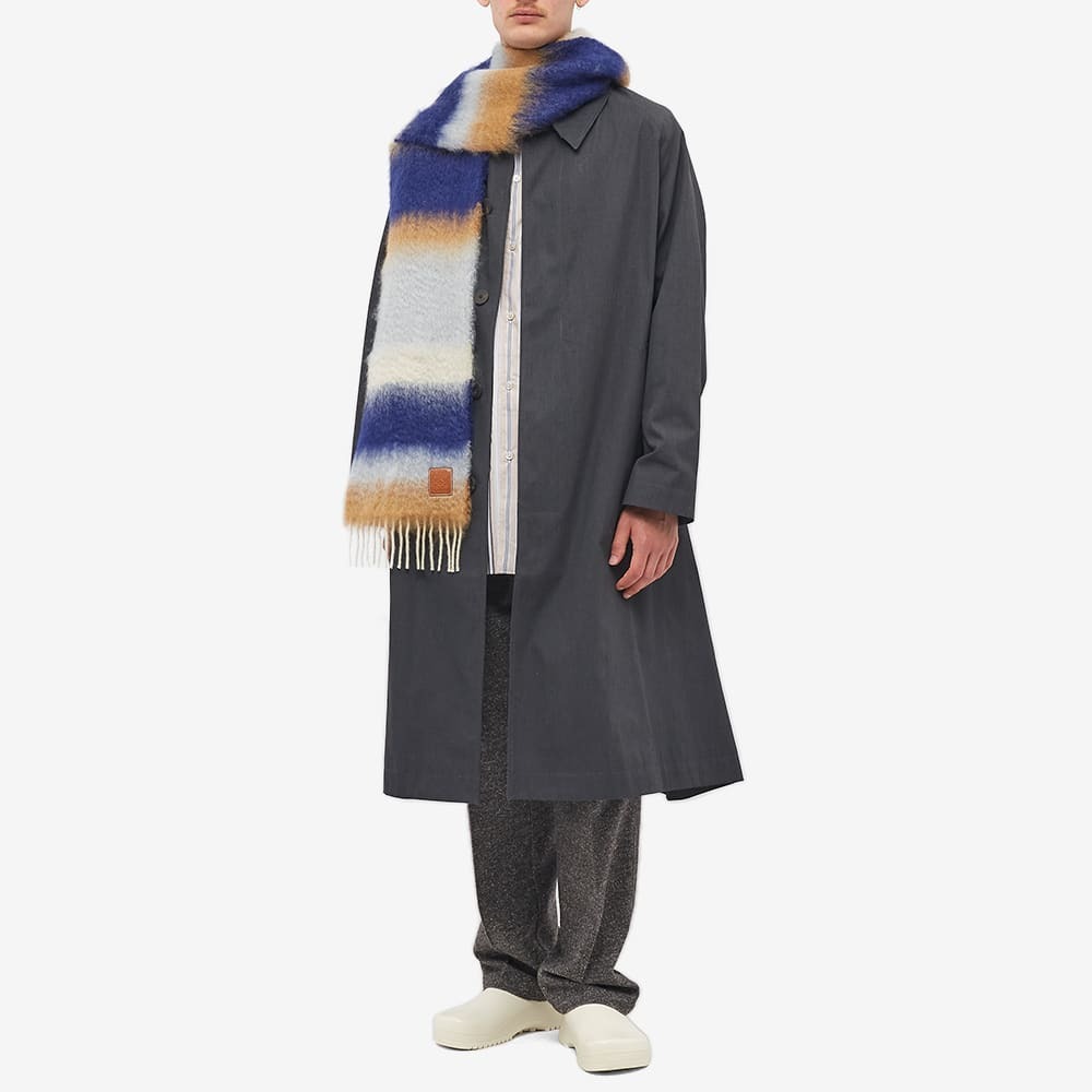Loewe Men's Mohair Stripe Scarf in Navy Blue/Multi Loewe