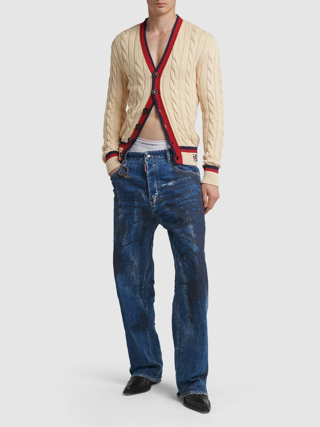 DSQUARED2 - Cotton Cable Knit Cardigan Dsquared2