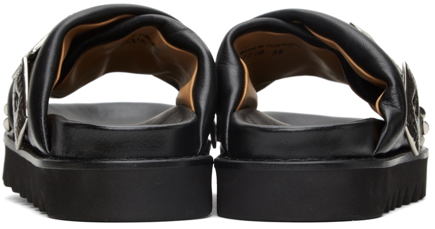 Toga Pulla Black Leather Double Strap Slides Toga Pulla