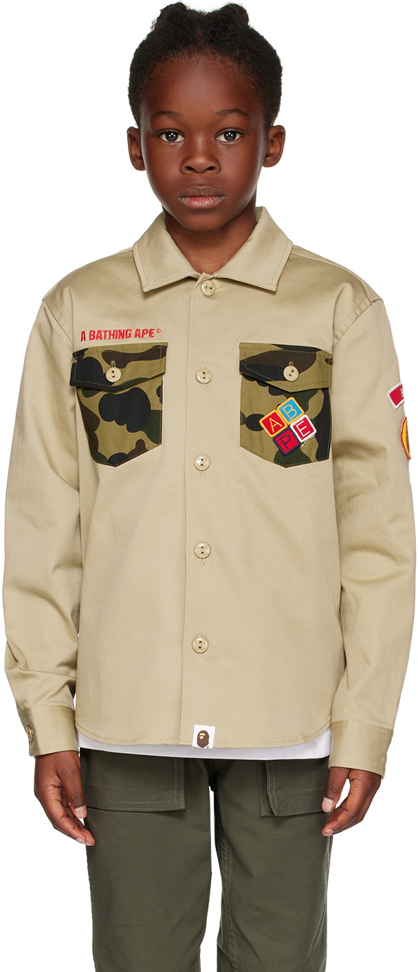 BAPE Kids Beige Boy Scout Shirt A Bathing Ape
