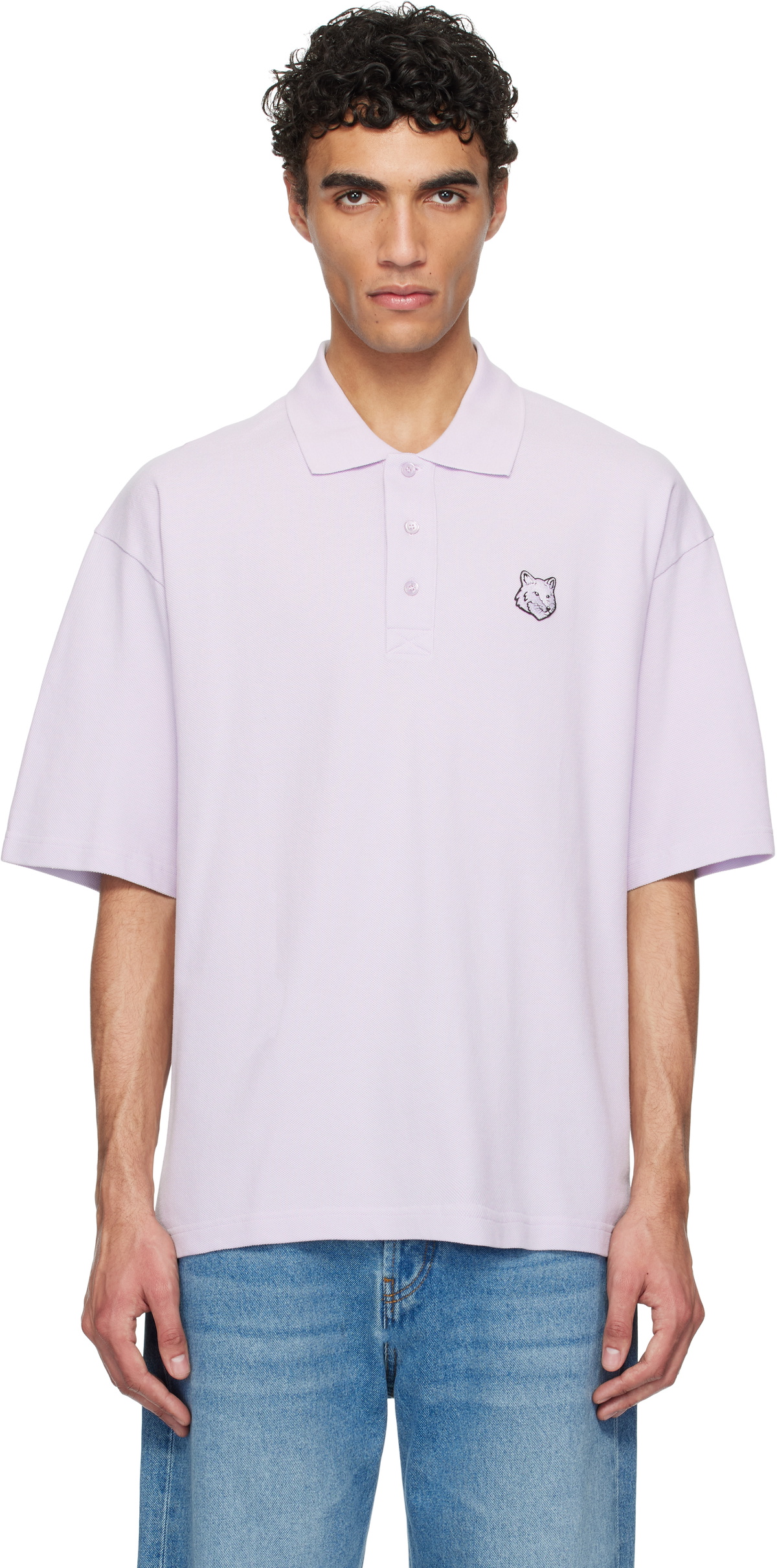 Maison Kitsuné Purple Bold Fox Patch Oversize Polo Maison Kitsune