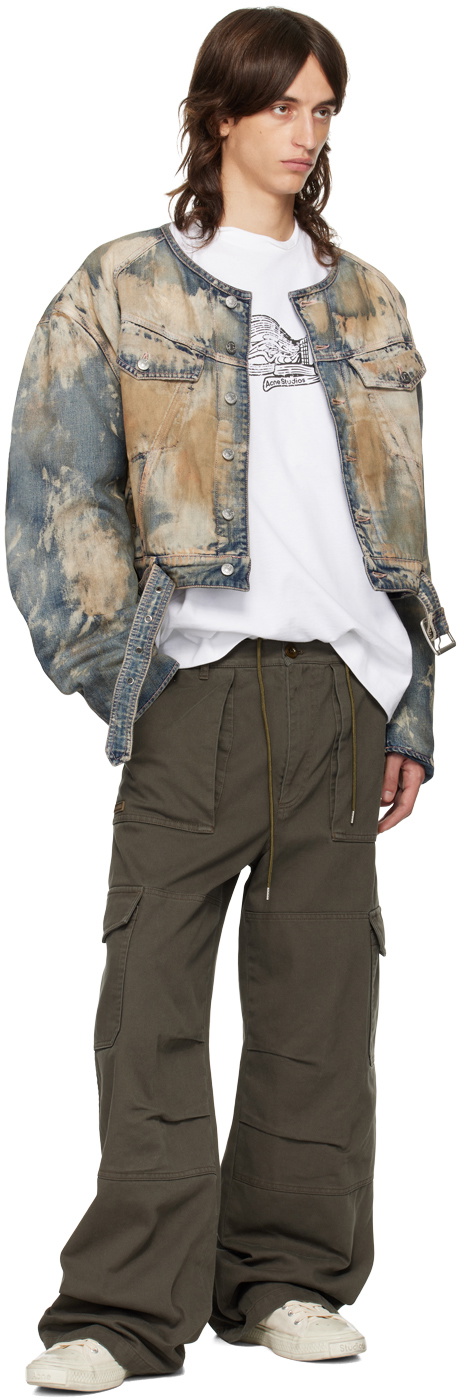 Acne Studios Blue & Tan Cropped Denim Jacket Acne Studios
