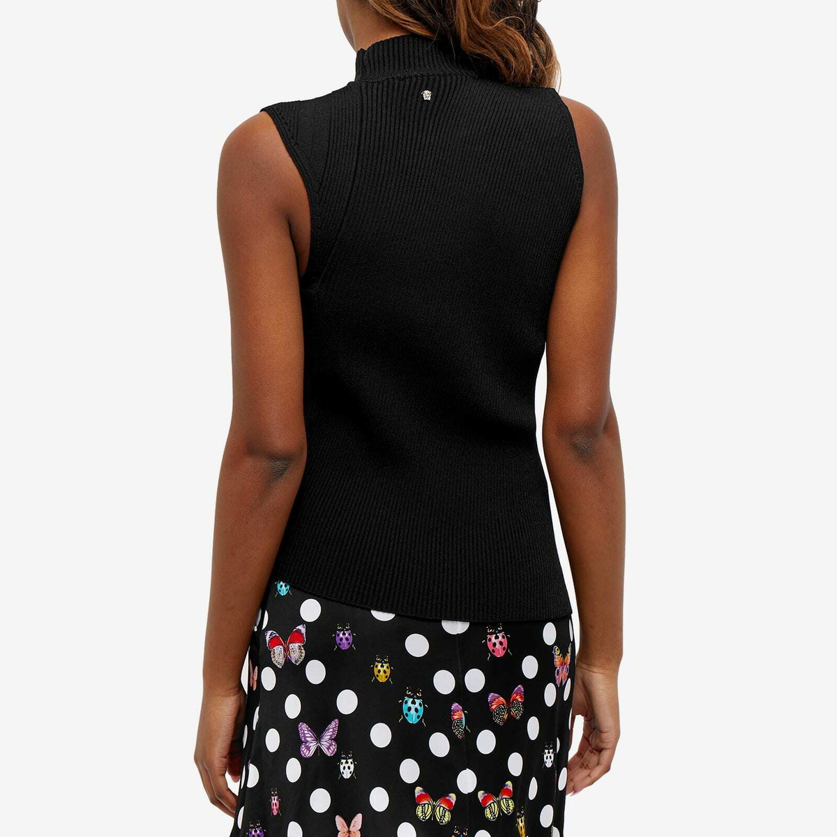 Versace Women's Cut Out Knit Top in Black Versace
