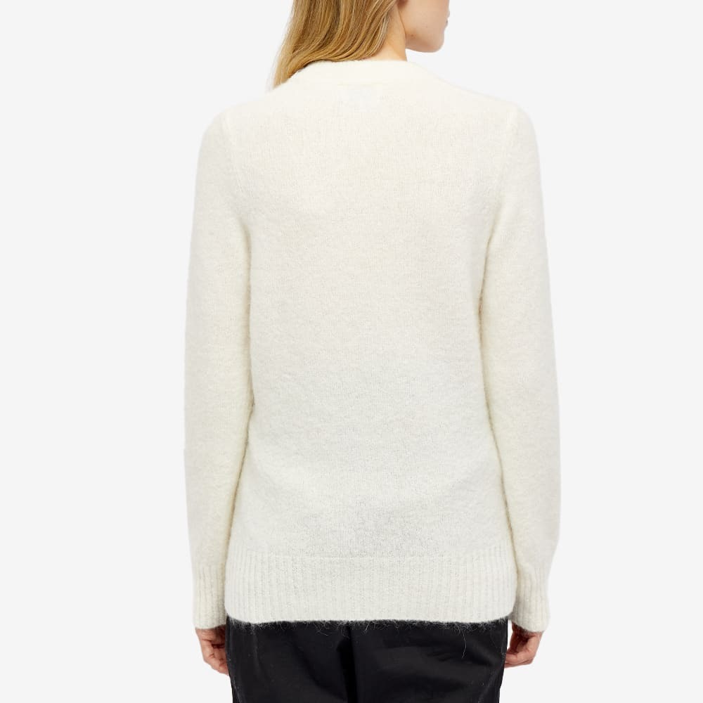 GANNI Women's Brushed Aplaca O-Neck Logo Knit in Egret GANNI