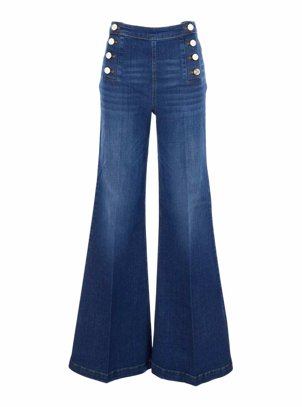 TwinSet Blue Jeans With Flare Design And Double Side Button Detailing ...
