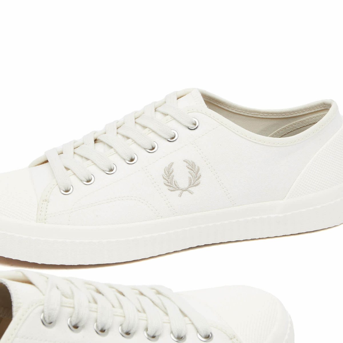Fred Perry Men's Hughes Low Canvas Sneakers in Light Ecru Fred Perry