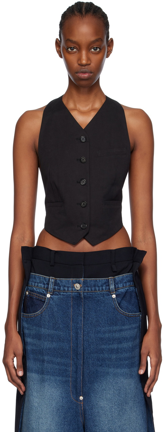 Pushbutton Black Open Back Vest Pushbutton