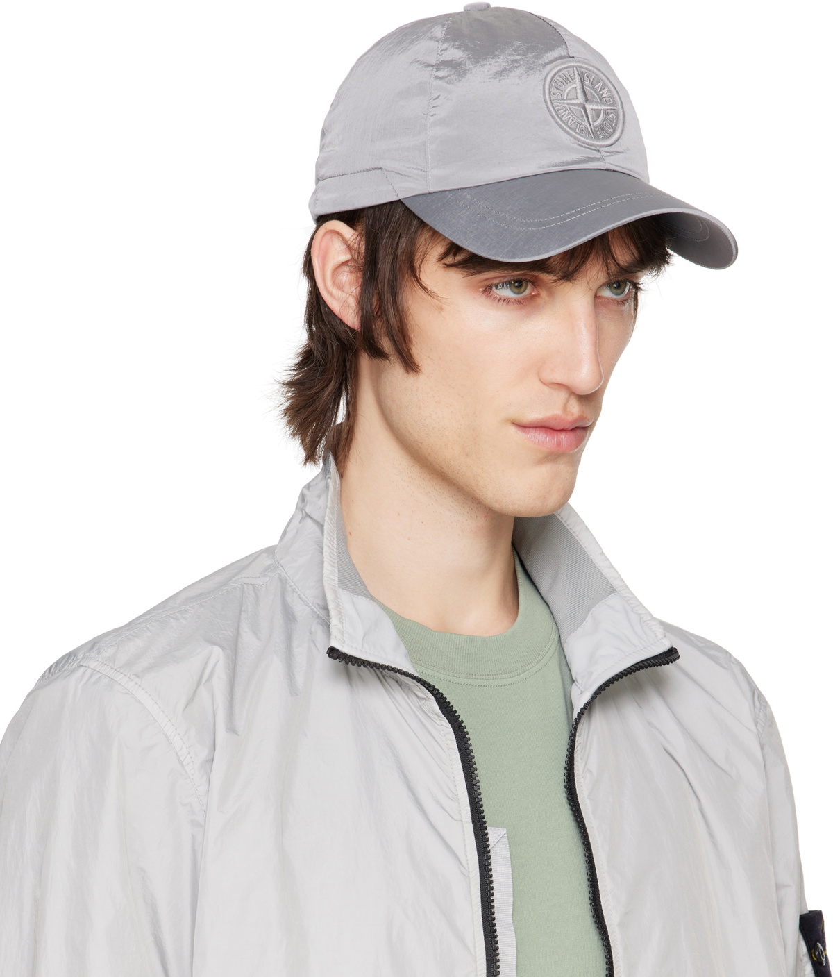 Stone Island Gray Nylon Metal ECONYL Cap Stone Island