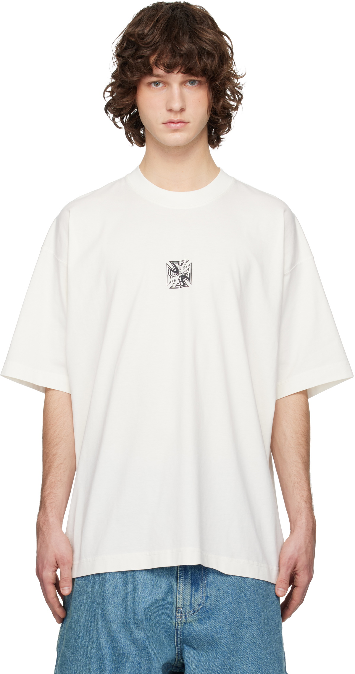 VETEMENTS Off-White Biker Cross Logo T-shirt Vetements