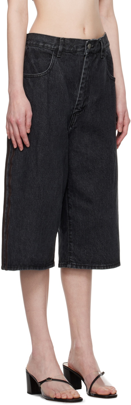 Maryam Nassir Zadeh Black Emblem Denim Shorts Maryam Nassir Zadeh