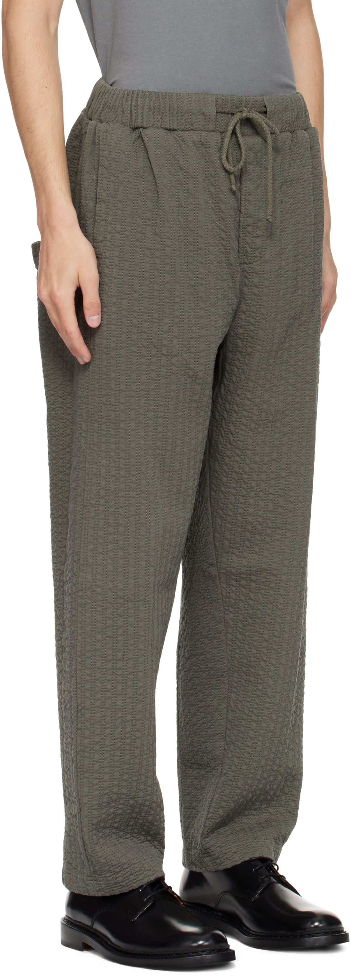 Craig Green Khaki Embroidered Linestitch Trousers Craig Green