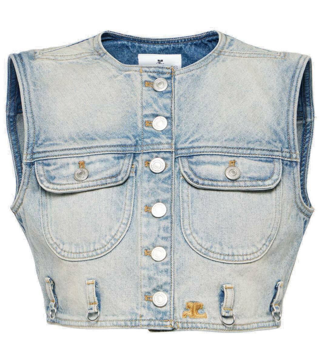 Courrèges Cropped denim vest Courreges