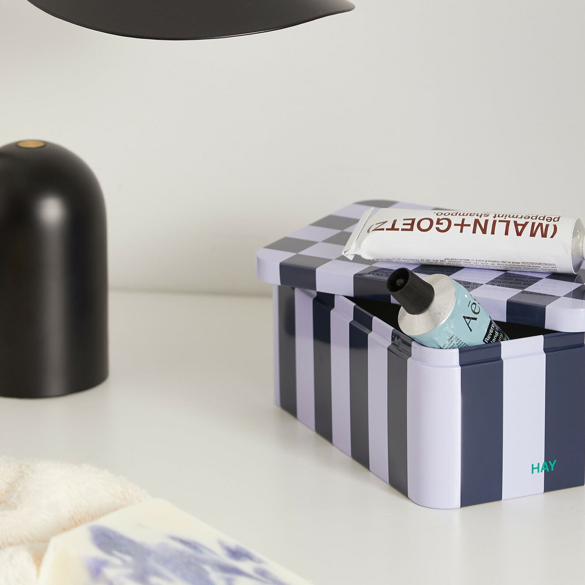 HAY Tin Container - Small in Dark Blue/Lavender HAY