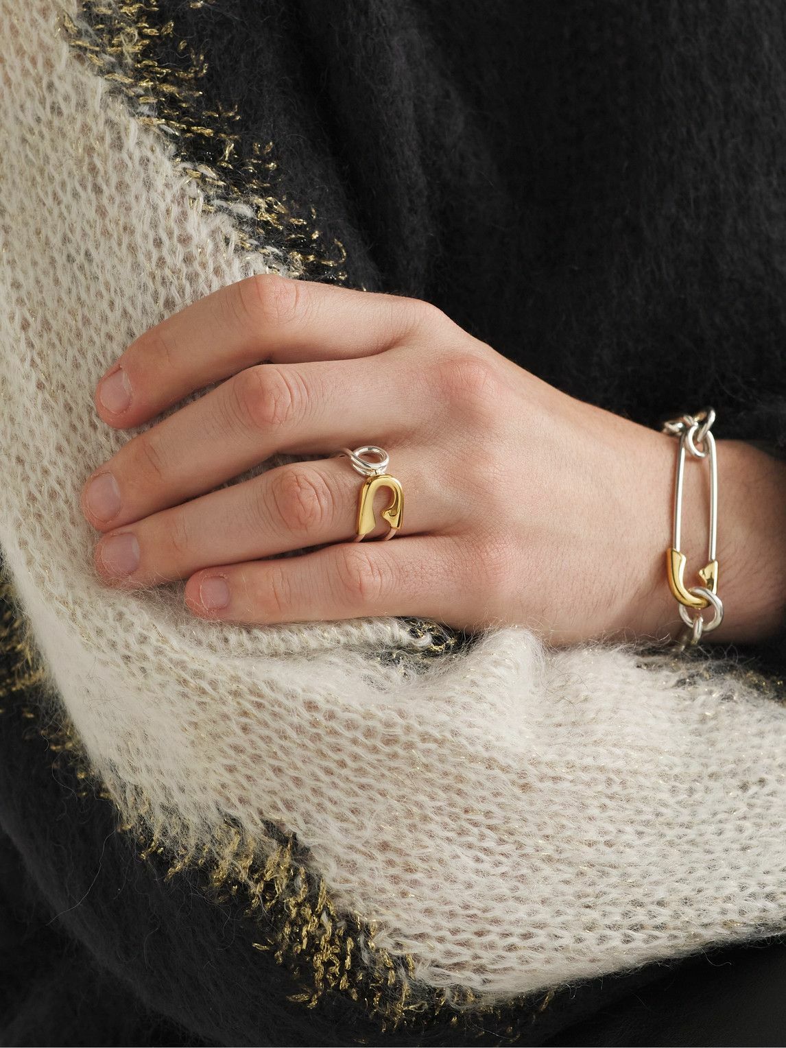 Jam Homemade - Safety Pin Silver and Gold-Plated Ring - Gold Jam Homemade
