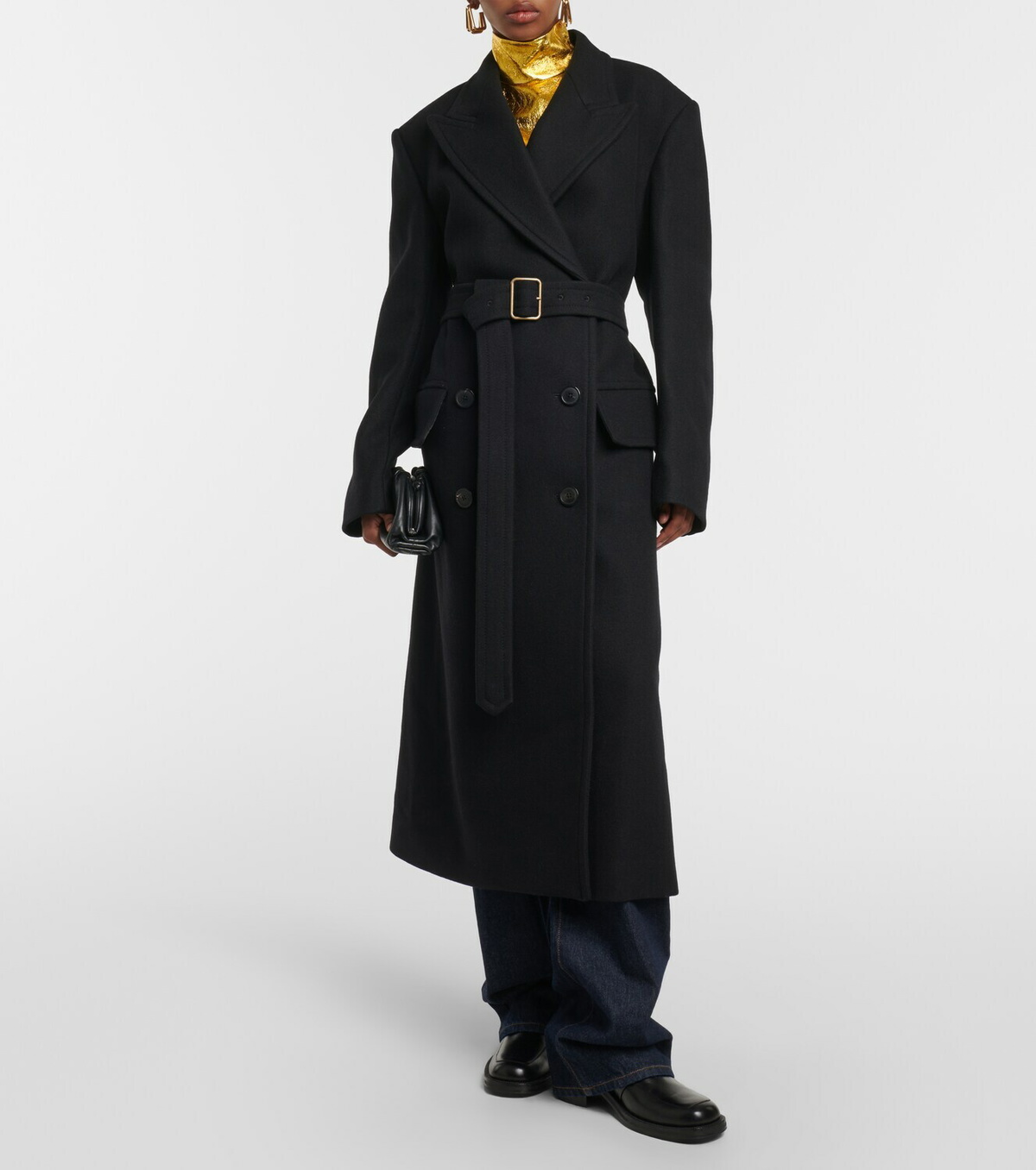 Dries Van Noten Rufia double-breasted wool-blend overcoat Dries Van Noten
