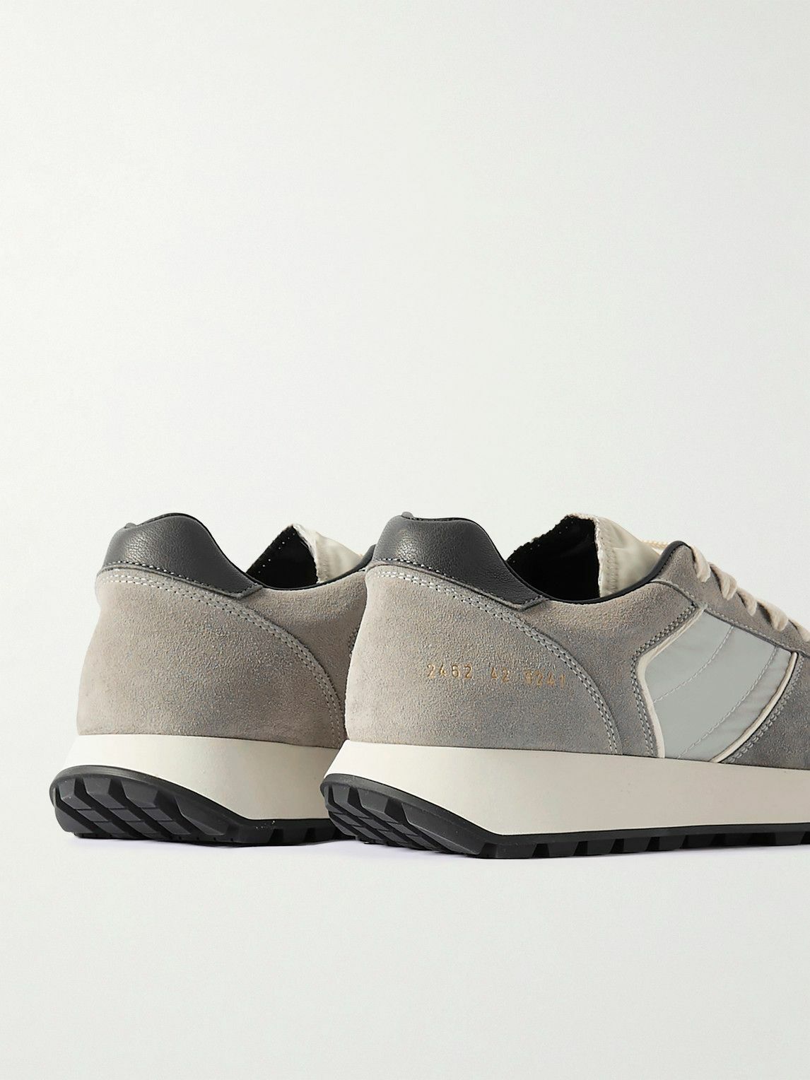 Common Projects - Track Leather-Trimmed Suede and Tech-Mesh Sneakers ...