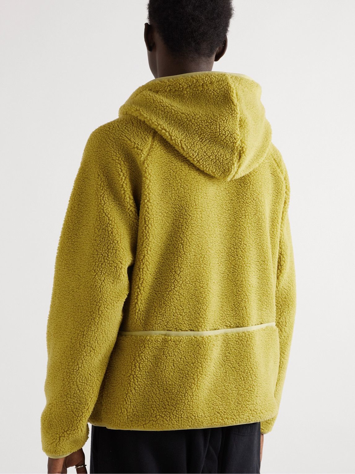 Folk - Puzzle Webbing-Trimmed Fleece Hooded Jacket - Yellow Folk