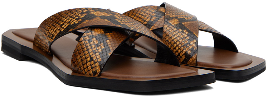 Wales Bonner Brown Snake-Embossed Sandals Wales Bonner