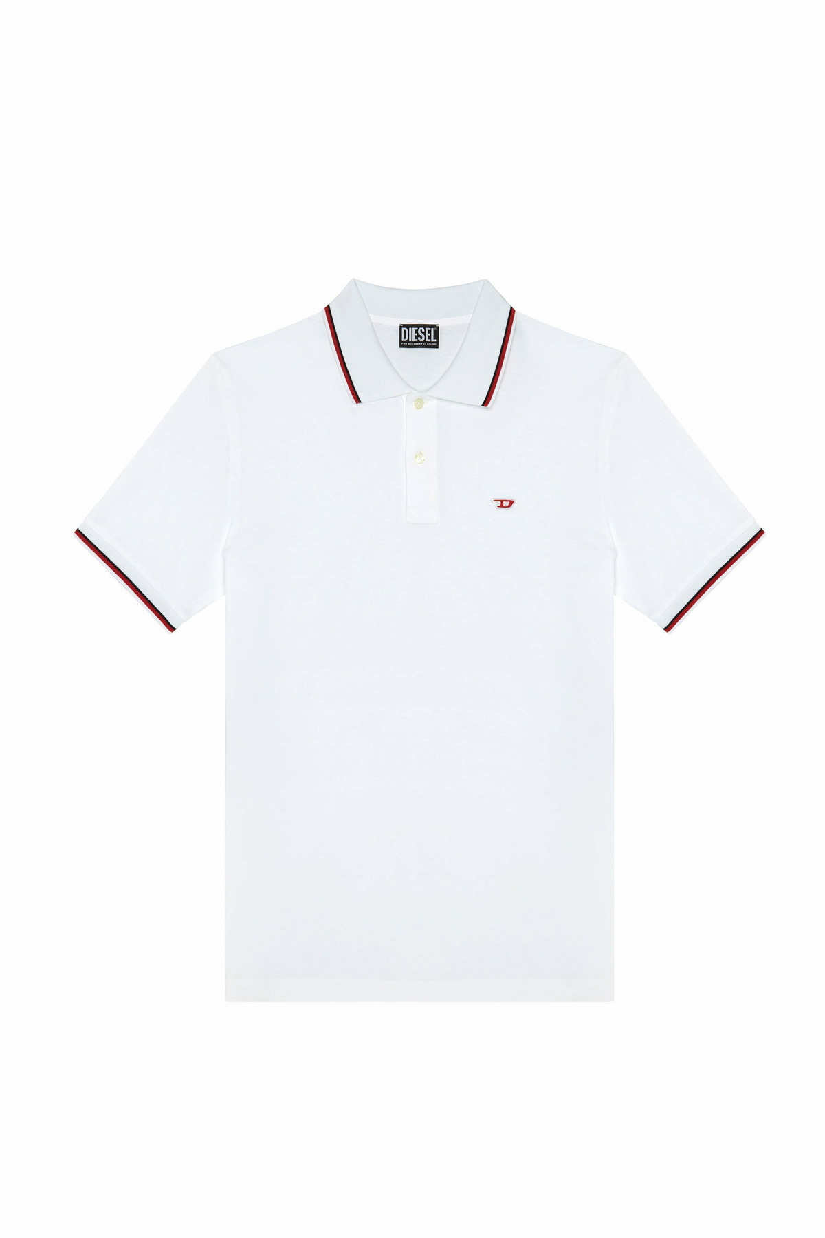 Diesel Polo shirt with striped trims - Polos Mens in White Diesel