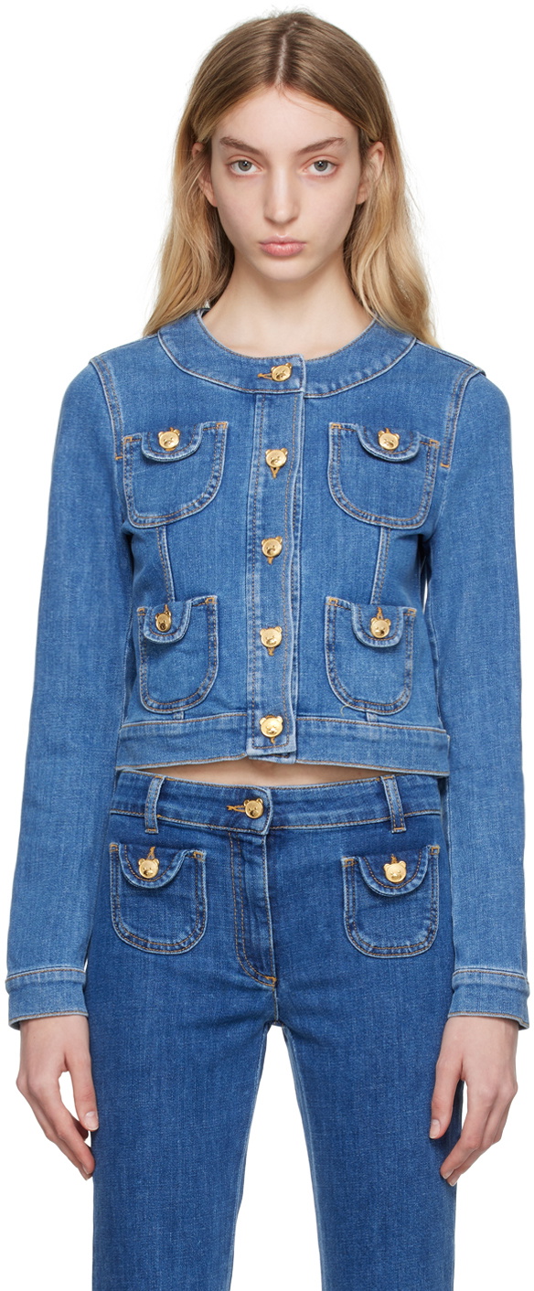 Moschino Blue Teddy Denim Jacket Moschino