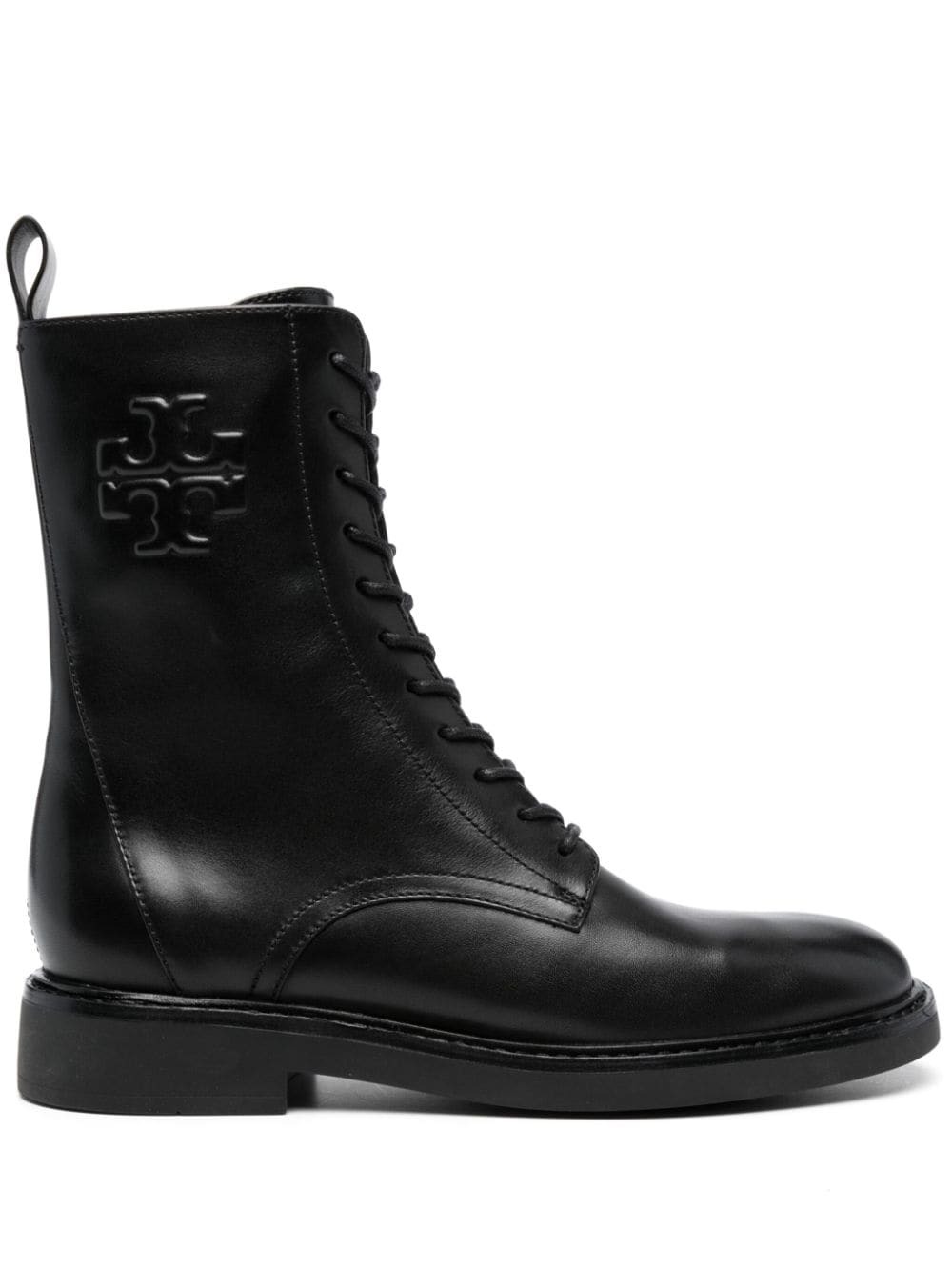 TORY BURCH - Double T Leather Combat Boots Tory Burch