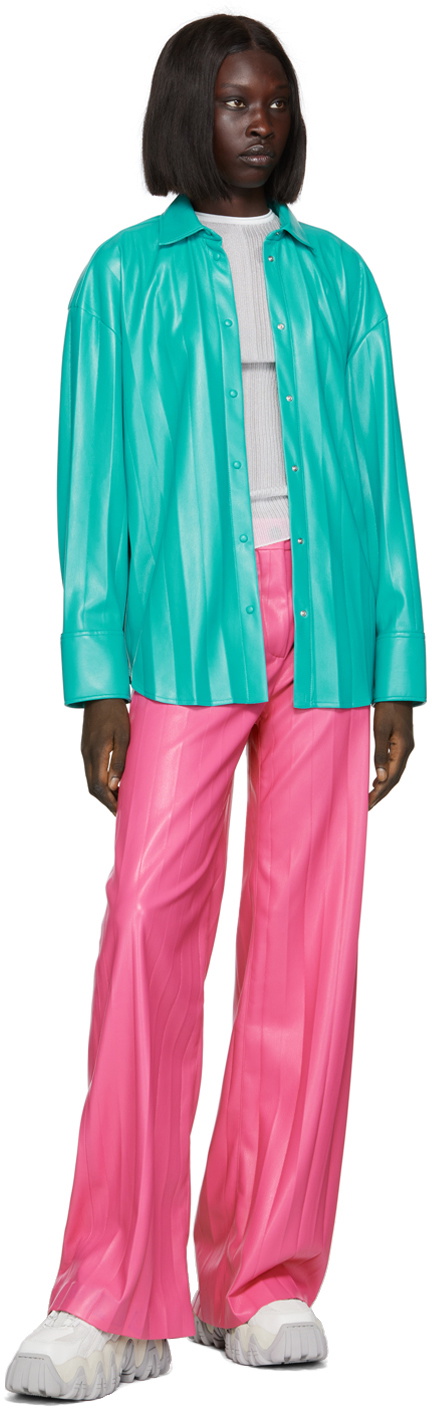 MSGM Pink Pleated Faux-Leather Pants MSGM