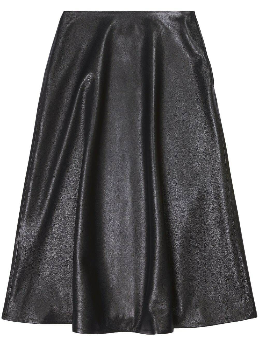 BALENCIAGA - Leather Midi Skirt Balenciaga