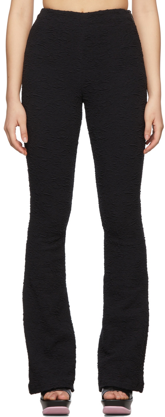 MSGM Black Crinkle Bootcut Trousers MSGM