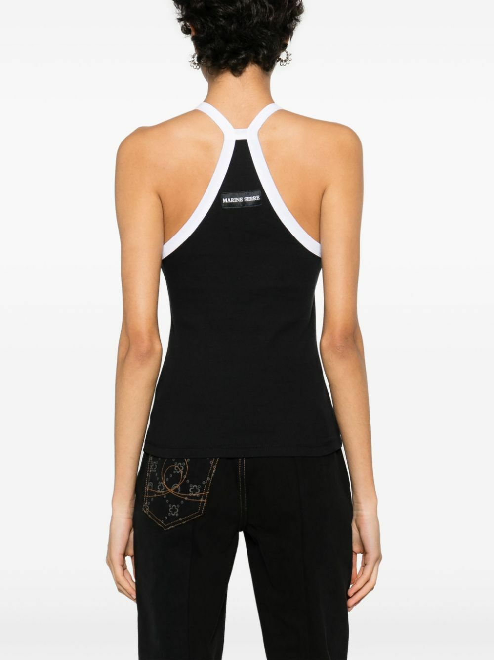 Marine Serre Black Crescent Moon Organic Cotton Top Marine Serre