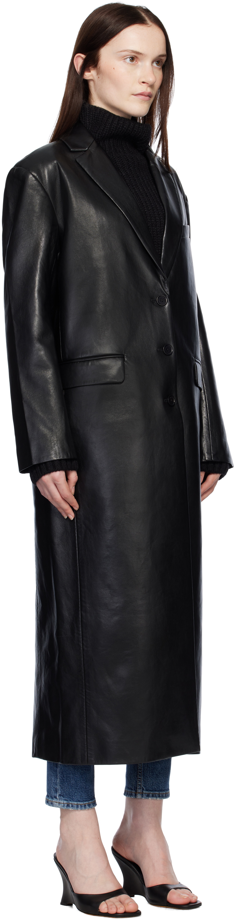 ANINE BING Black Quinn Leather Coat ANINE BING