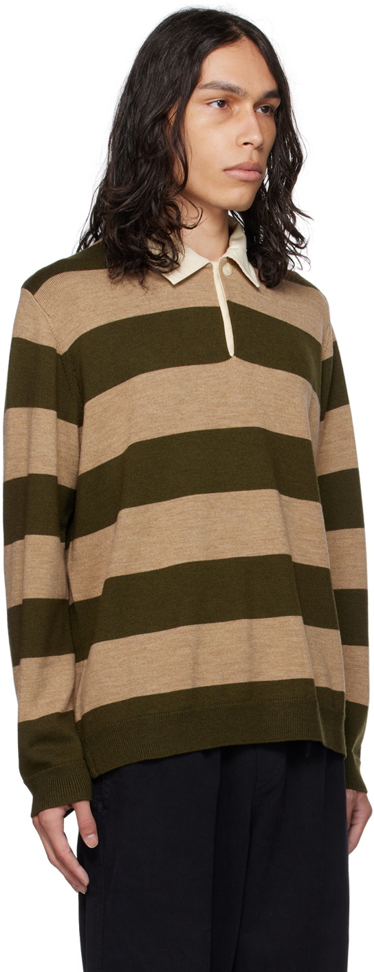 YMC Green & Beige JJ Rugby Polo YMC