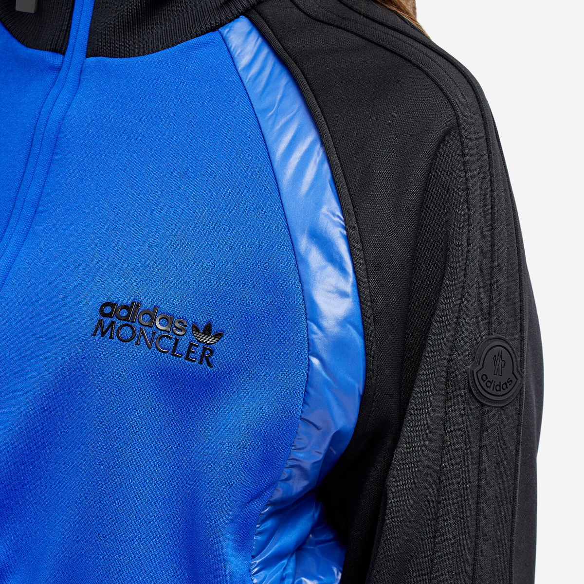 Moncler Women's Genius Zip Up Crop Track Jacket in Blue Moncler