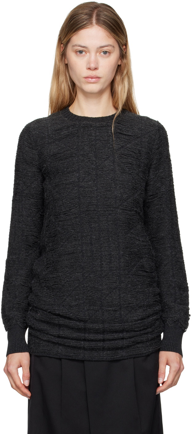 MM6 Maison Margiela Gray Distressed Sweater MM6 Maison Margiela