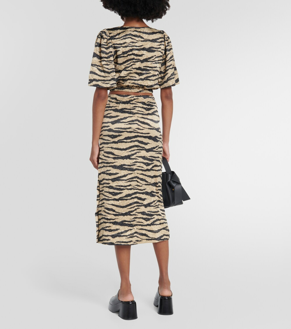 Ganni Printed satin midi skirt GANNI