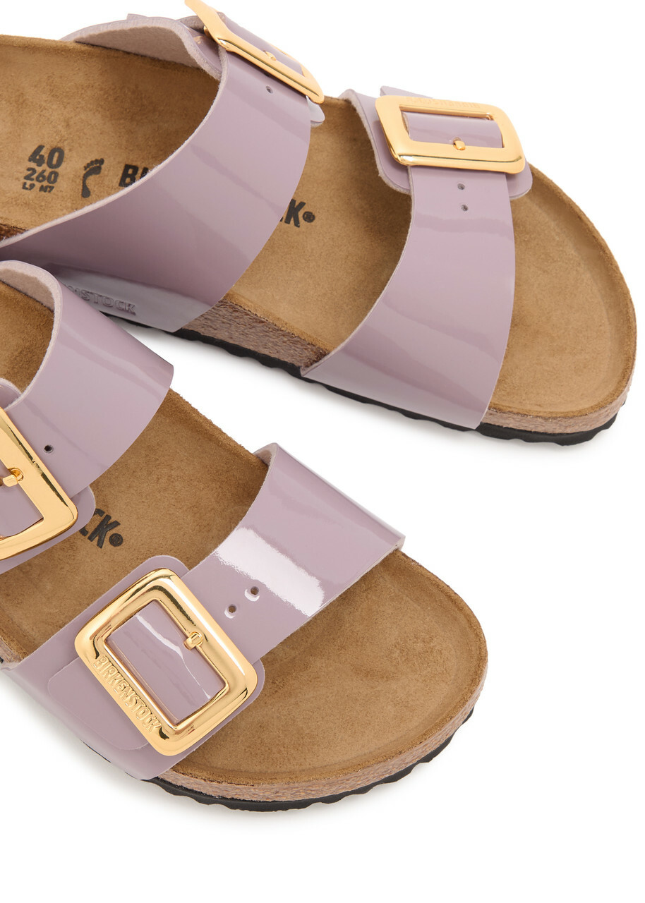 Birkenstock Sydney Patent Leather Sliders Lilac Birkenstock