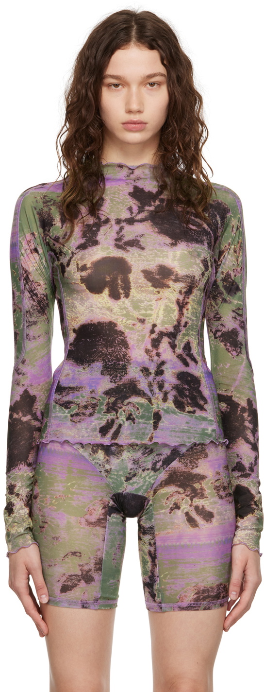 KNWLS Green & Purple Halcyon Blouse KNWLS