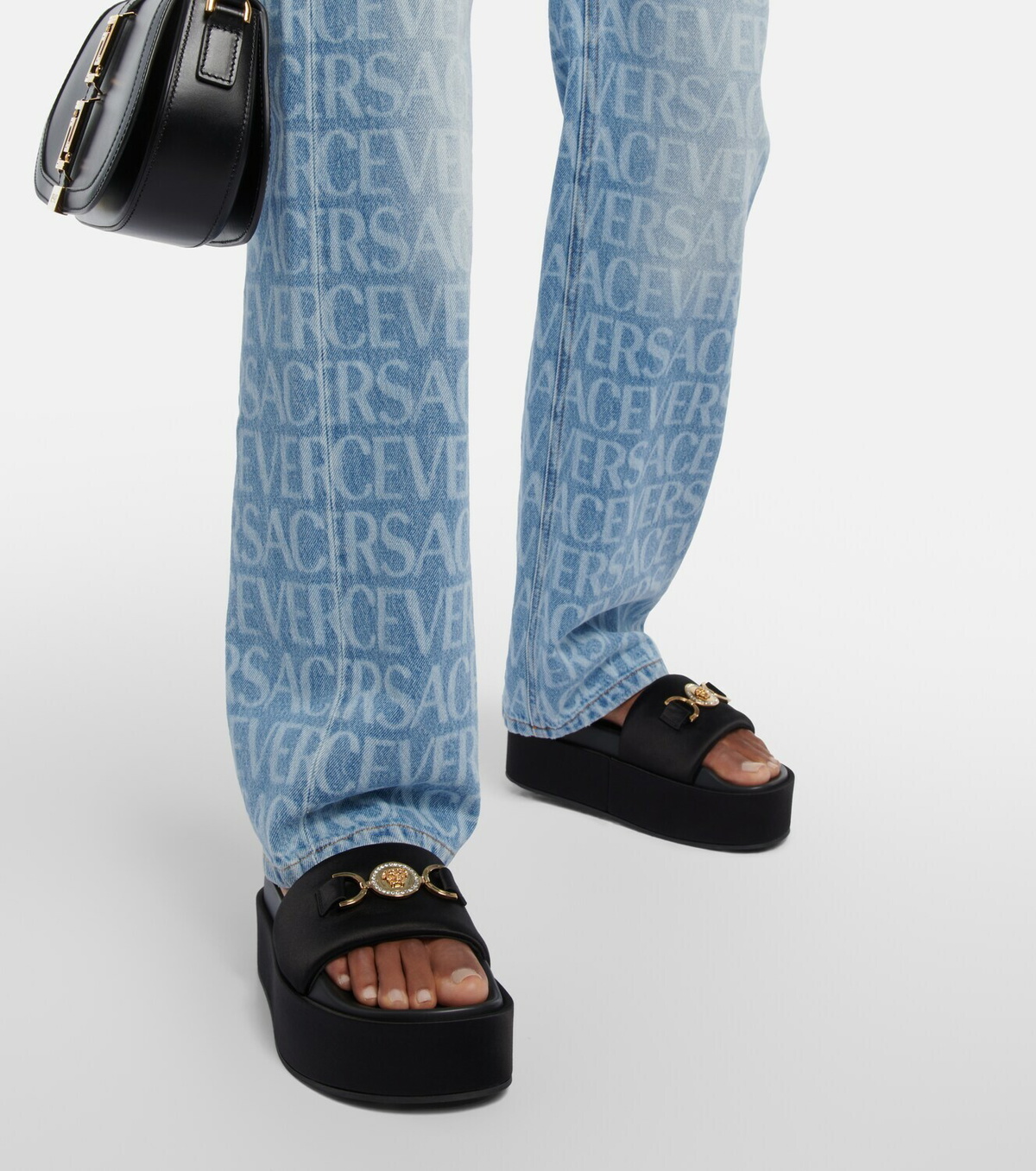 Versace - Medusa Biggie satin platform slides Versace