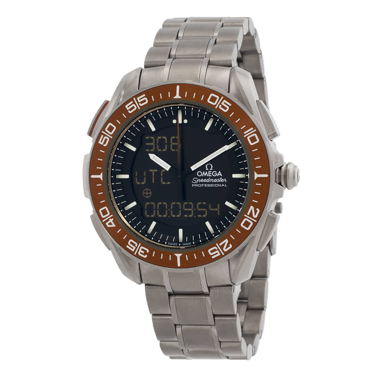 Omega Speedmaster Perpetual Quartz Analog-Digital Black Dial Mens Watch ...