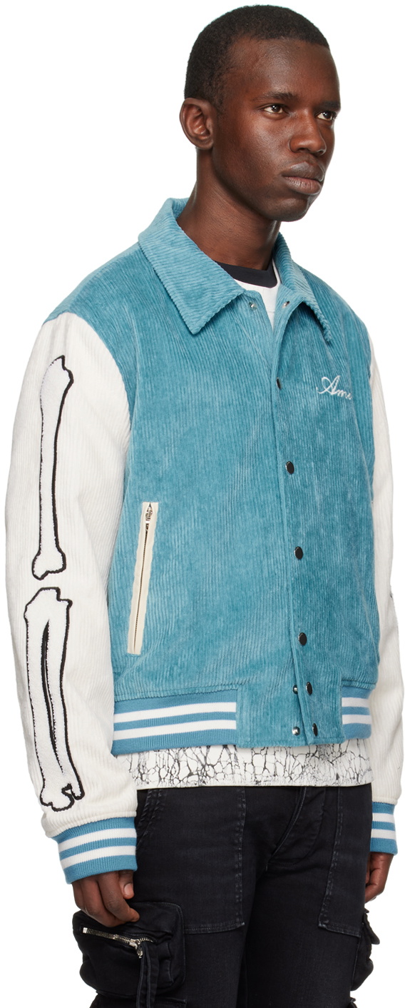 AMIRI Blue Bones Varsity Bomber Jacket Amiri
