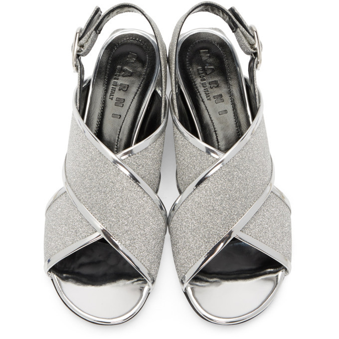 Marni Silver Glitter Sandals Marni