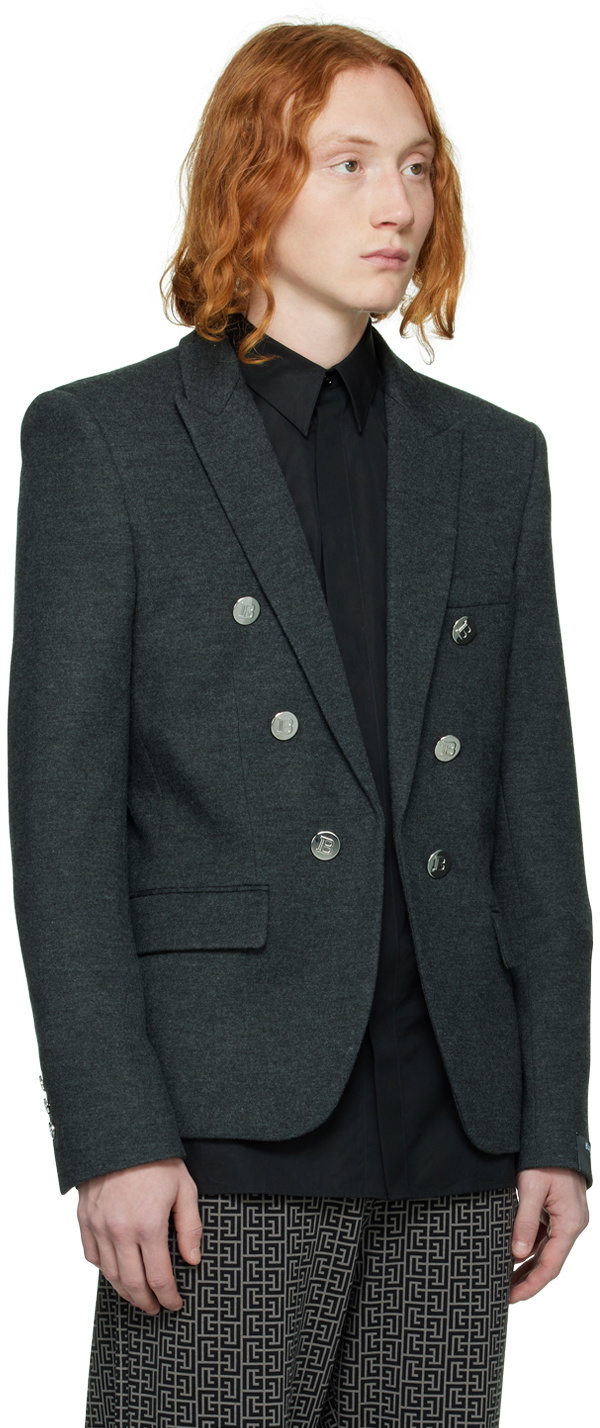 Balmain Gray Open Front Blazer Balmain