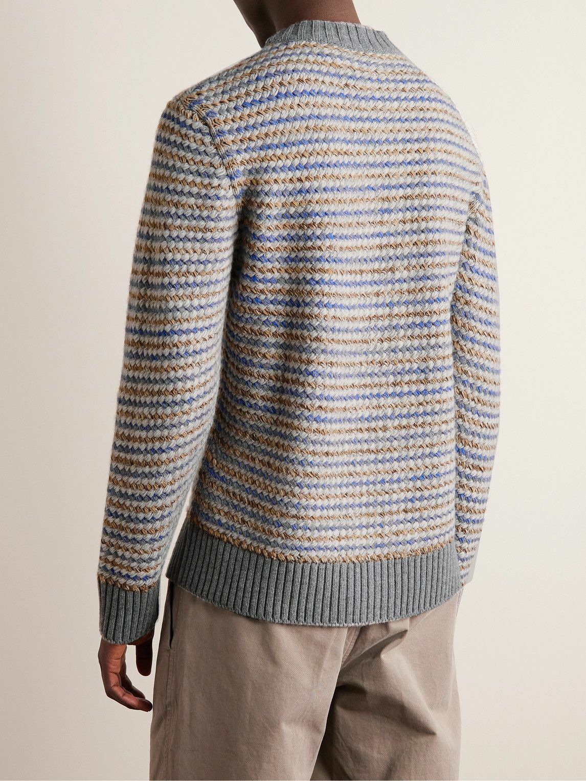 Mr P. - Striped Merino Wool Jacquard Sweater - Blue Mr P.
