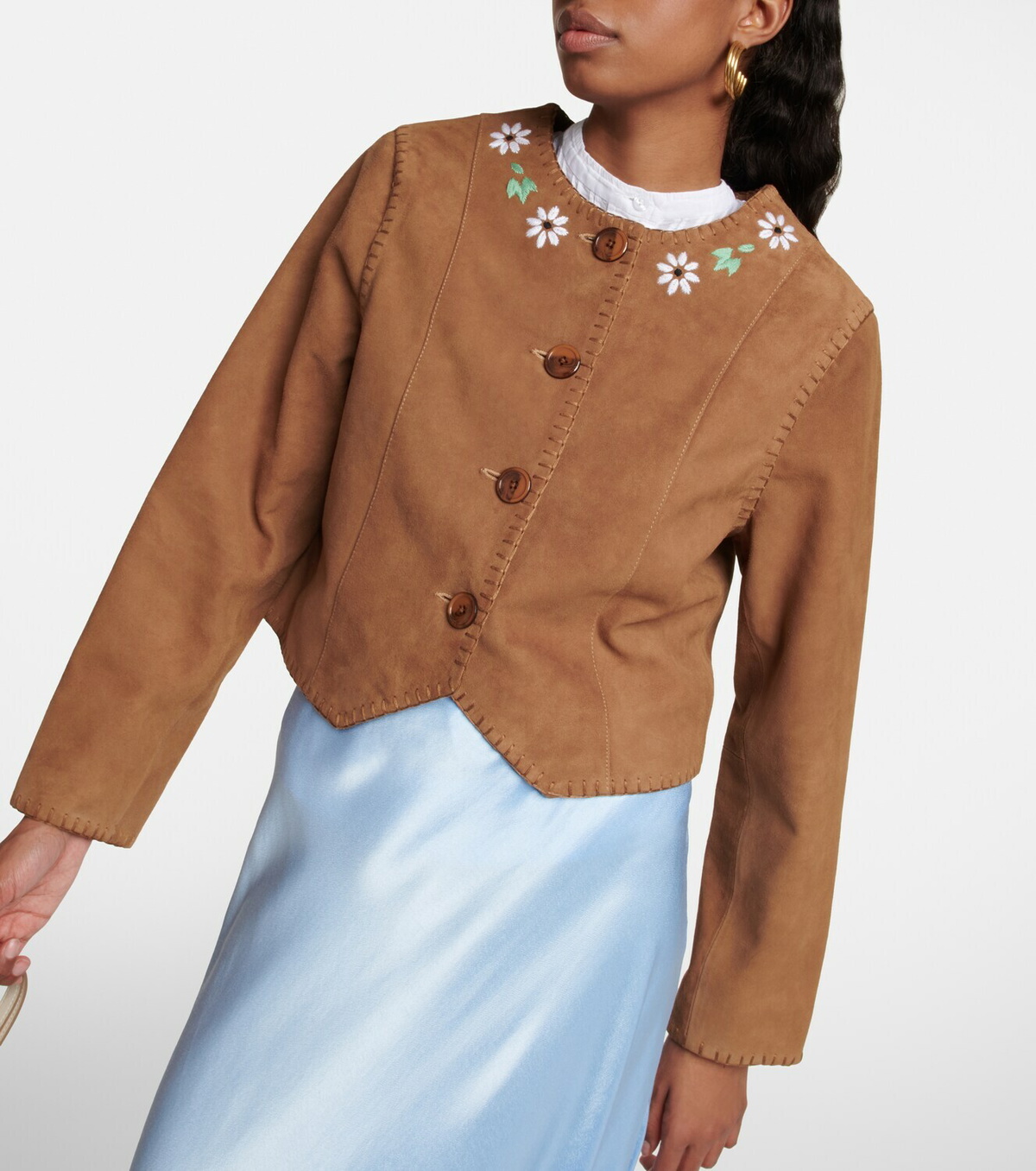 Rixo Marianne embroidered suede jacket Rixo