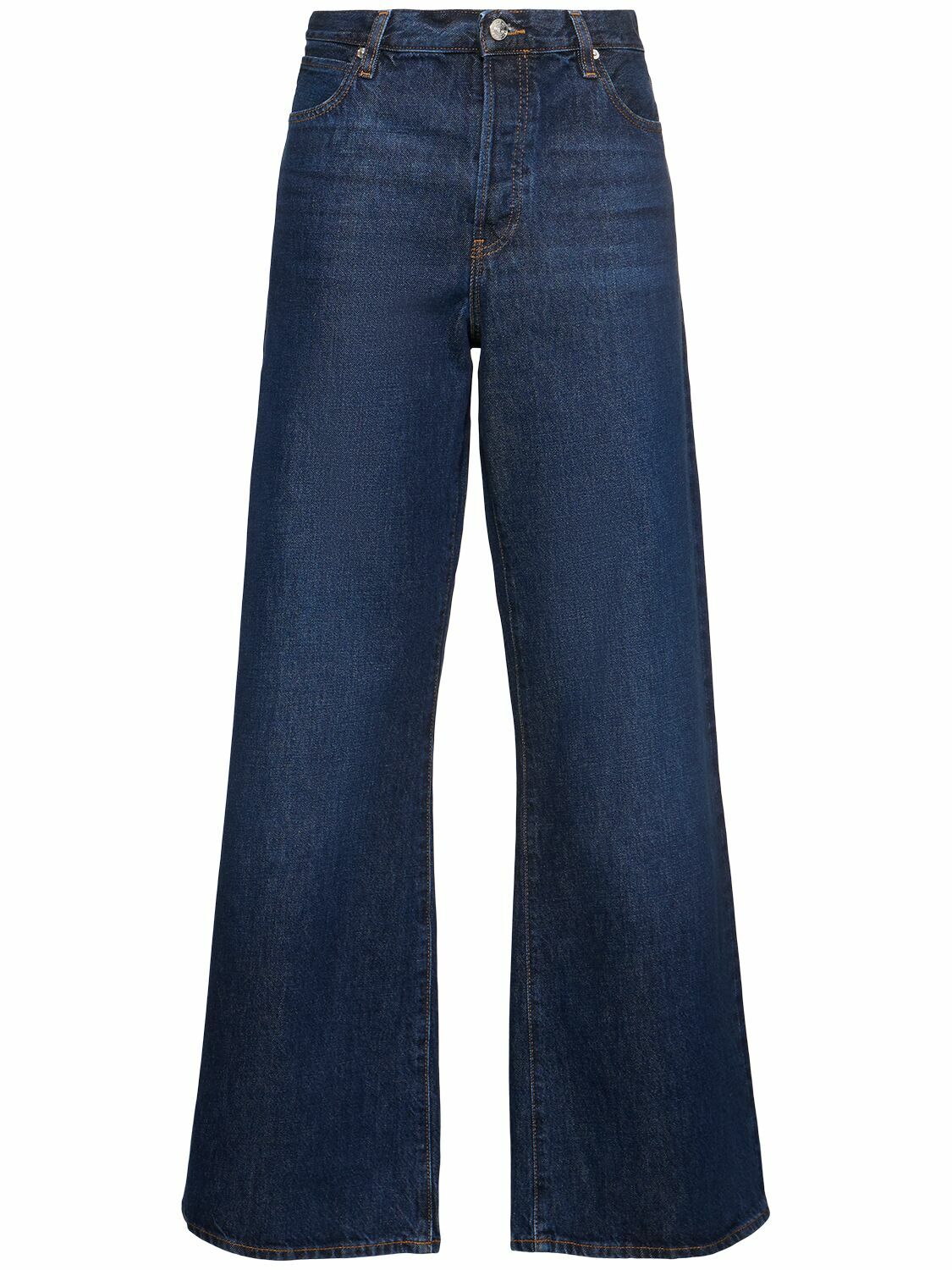FRAME The Loose Cotton Mid Rise Wide Jeans Frame Denim
