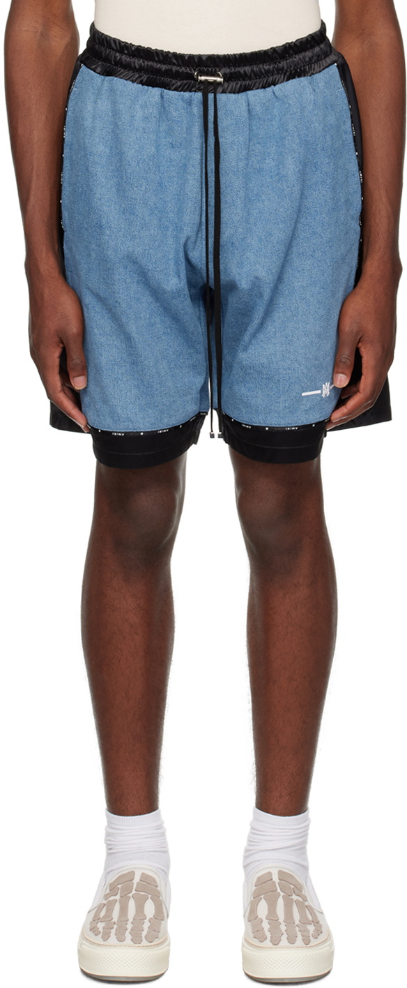 AMIRI Indigo Paneled Denim Shorts Amiri