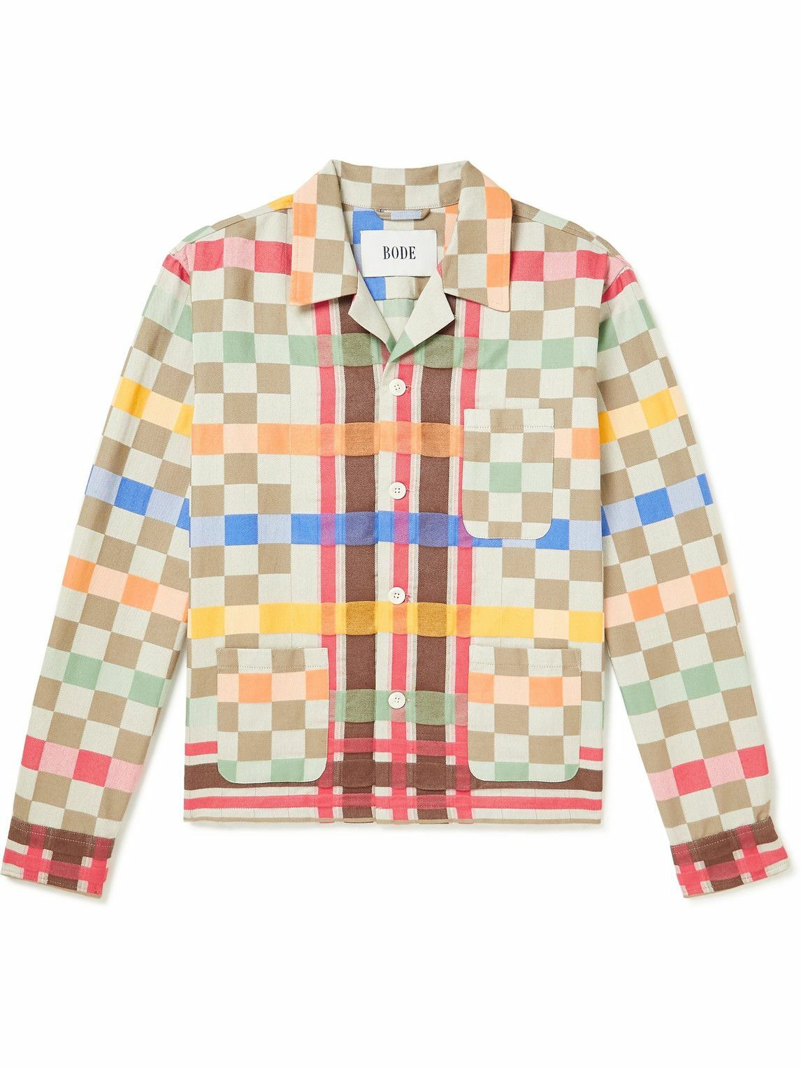 BODE - Checked Cotton-Canvas Overshirt - White Bode